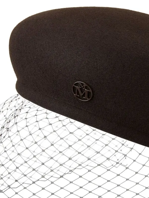MAISON MICHEL Bonnie Veil Beret - Brown