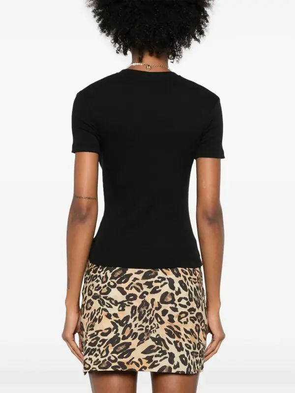 Nanushka Logo-embroidered Cropped T-shirt - Black