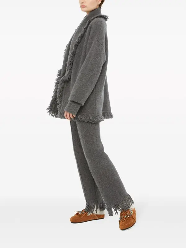 Alanui Fringed-edge Cashmere-blend Cardigan - Grey