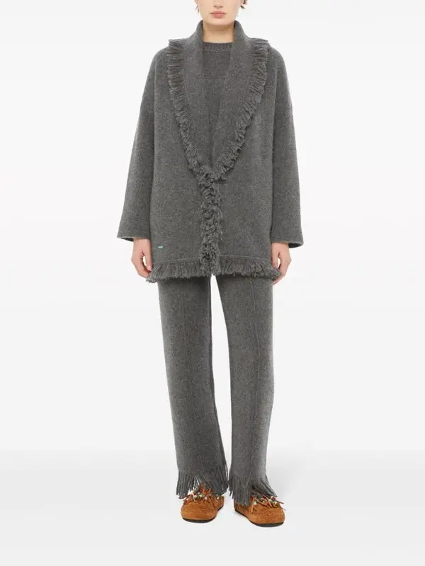 Alanui Fringed-edge Cashmere-blend Cardigan - Grey
