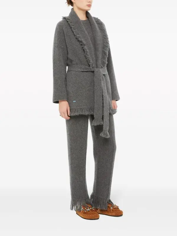 Alanui Fringed-edge Cashmere-blend Cardigan - Grey