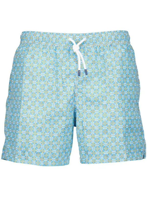 Fedeli Patterned Recycled Polyester Shorts - Green