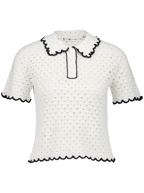 Zimmermann Halliday Scallop Knitted Polo T-shirt