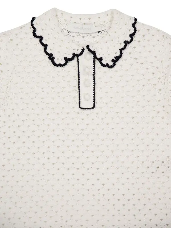 Zimmermann Halliday Scallop Knitted Polo T-shirt