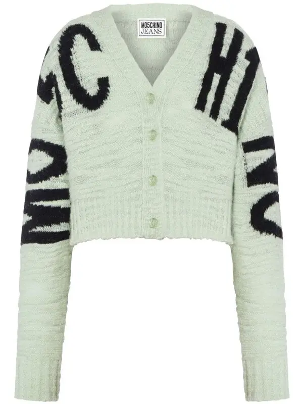 Moschino Cropped Knitted Cardigan - Green