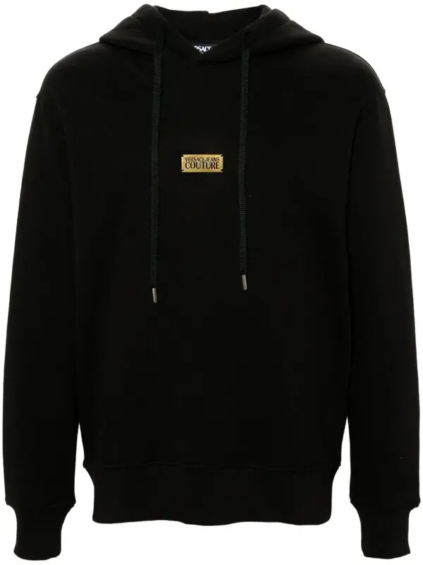Versace Logo Plaque Cotton Hoodie