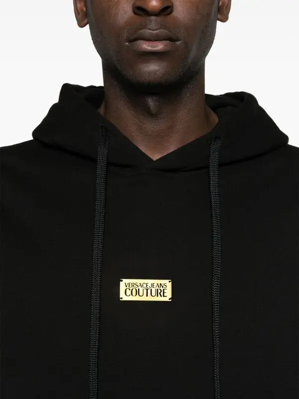 Versace Logo Plaque Cotton Hoodie