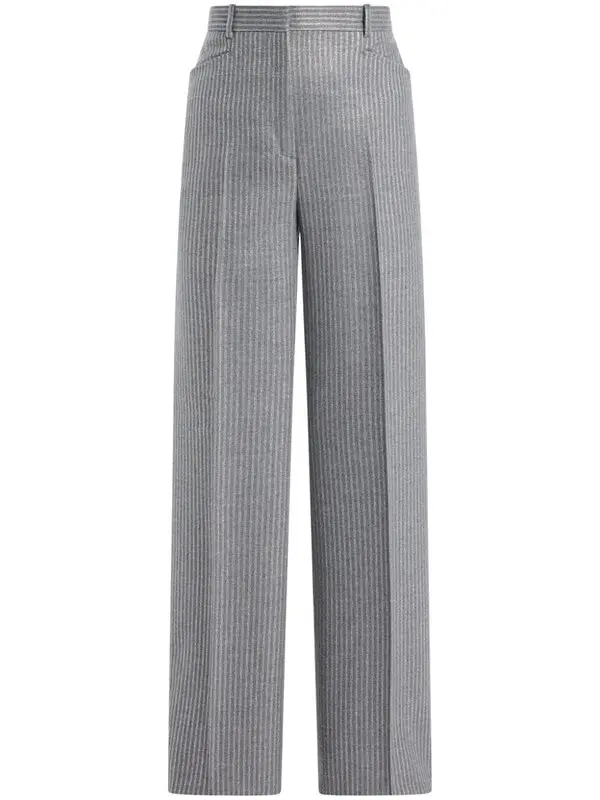 TOM FORD Striped Wool Blend Trousers - Grey