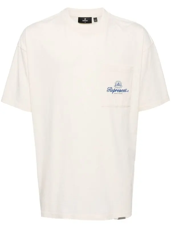 REPRESENT Logo-embroidered Cotton T-shirt - White