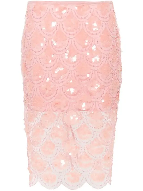 ROTATE BY BIRGER CHRISTENSEN Sequinned Pencil Skirt - Pink