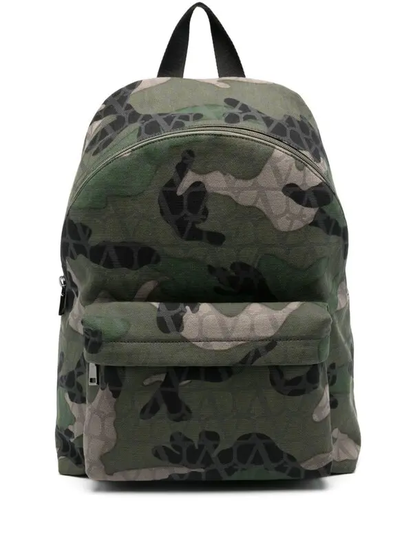 Valentino Garavani Camouflage Canvas Backpack - Green