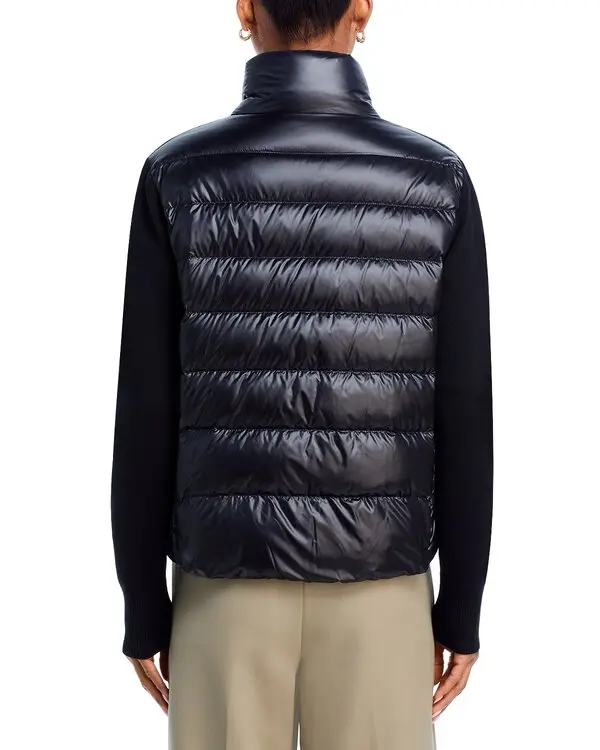 Moncler Mixed Media Puffer Cardigan - Glossy Black