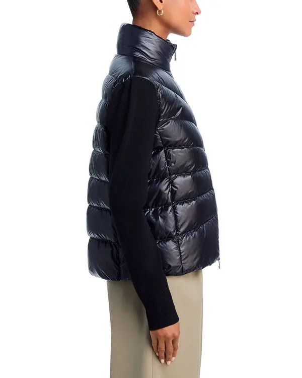 Moncler Mixed Media Puffer Cardigan - Glossy Black