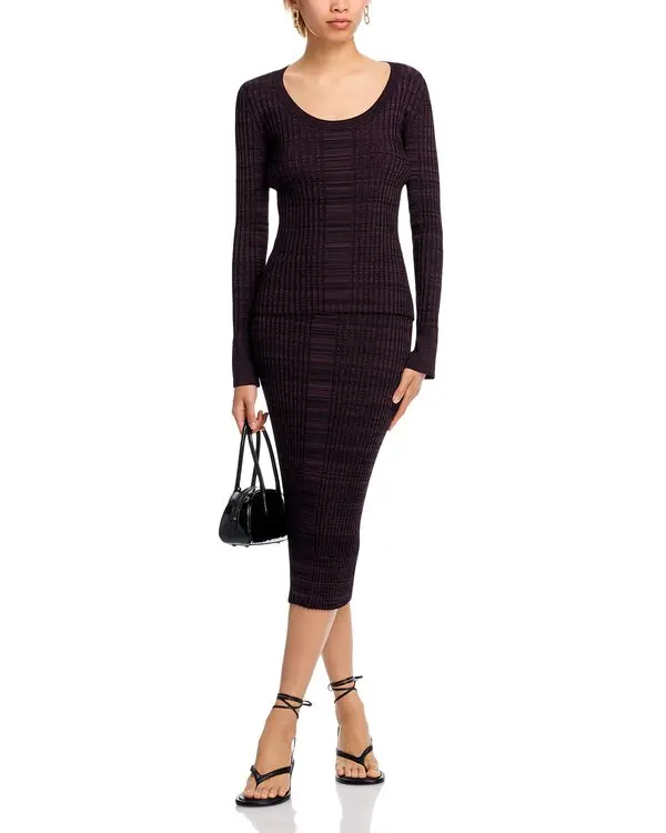Hugo Boss Farmina Ribbed Midi Skirt In Nightfall Burgundy - 70% Off |  Editorialist