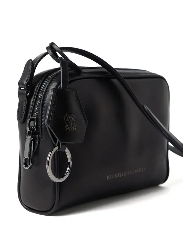 Brunello Cucinelli Leather Crossbody Bag In Black - 5% Off