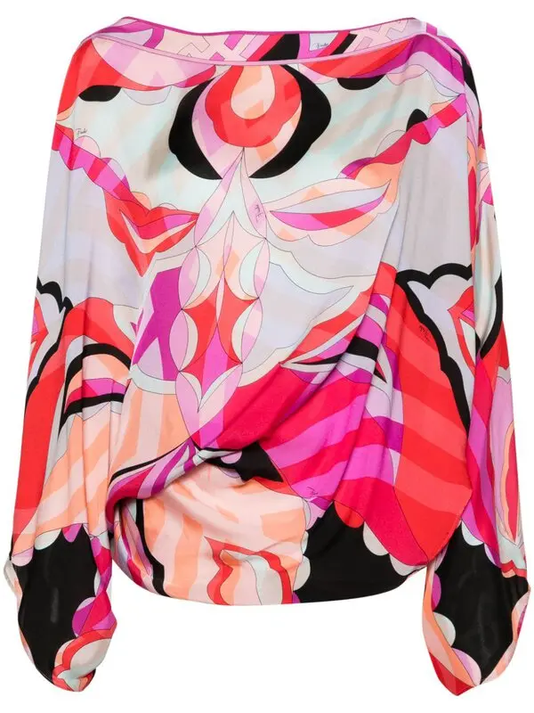 Emilio Pucci Geometric-print Silk Top - Pink