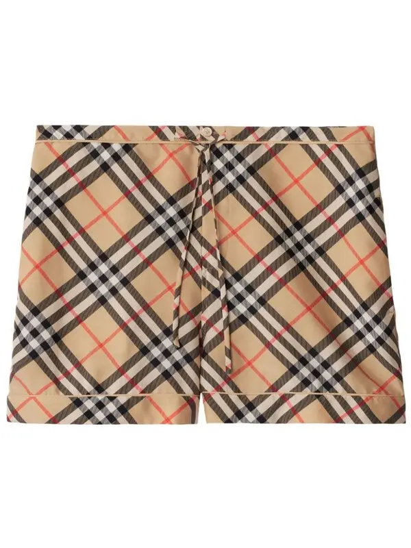 Burberry Check-print Silk Shorts - Neutrals