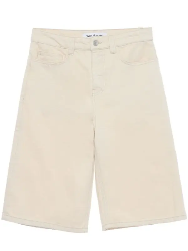 WON HUNDRED Cotton Straight-leg Shorts - Neutrals