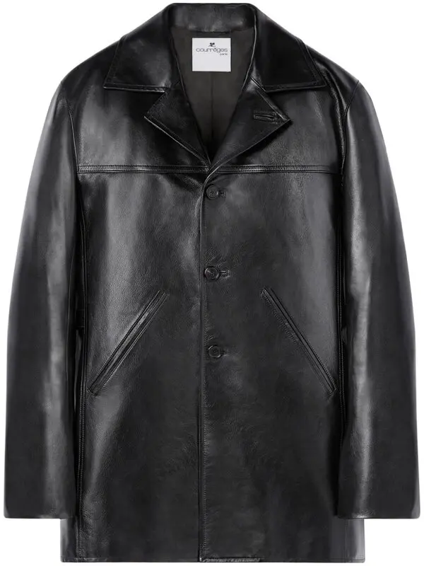 COURREGES Notched-lapel Tailored Leather Jacket