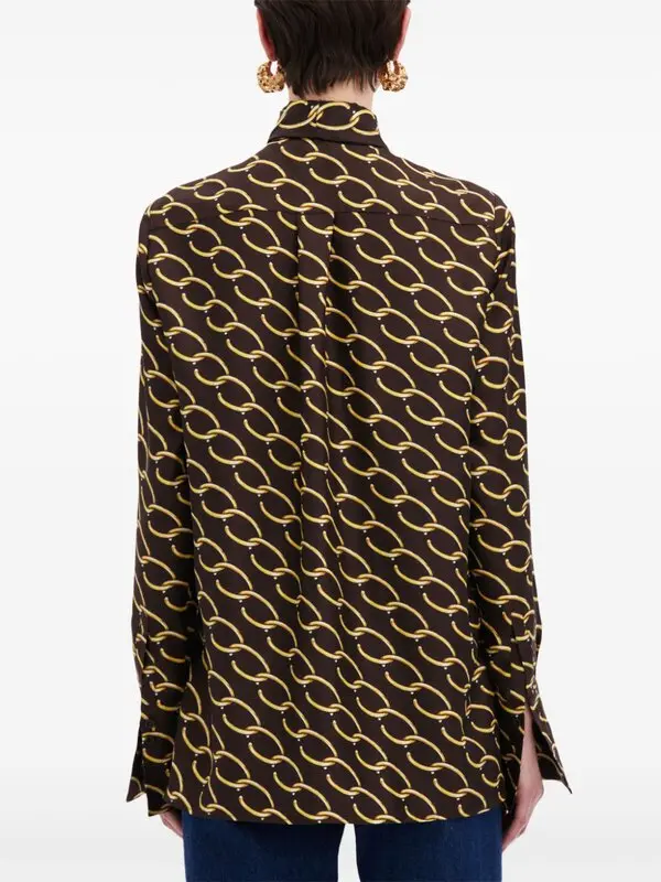 Oscar De La Renta Chain-link Silk Twill Blouse - Brown