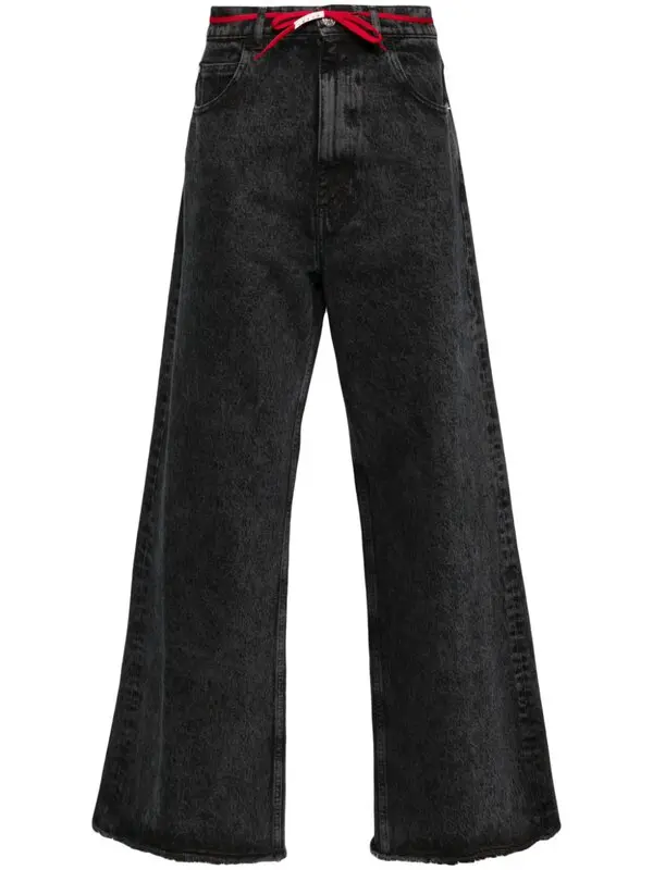 Marni Marble-dyed Wide-leg Jeans - Black