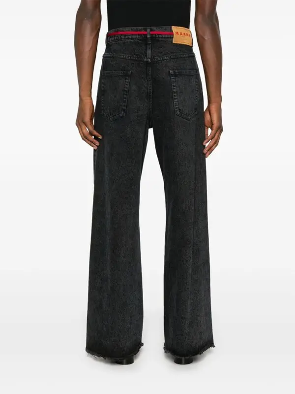 Marni Marble-dyed Wide-leg Jeans - Black