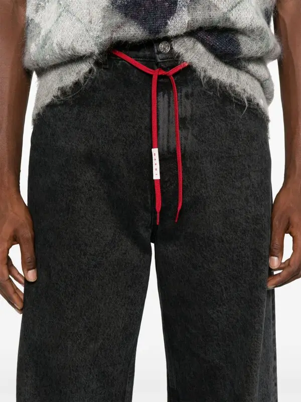 Marni Marble-dyed Wide-leg Jeans - Black