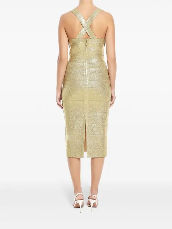 Herve Leger Disco Knit Bandage Midi Dress