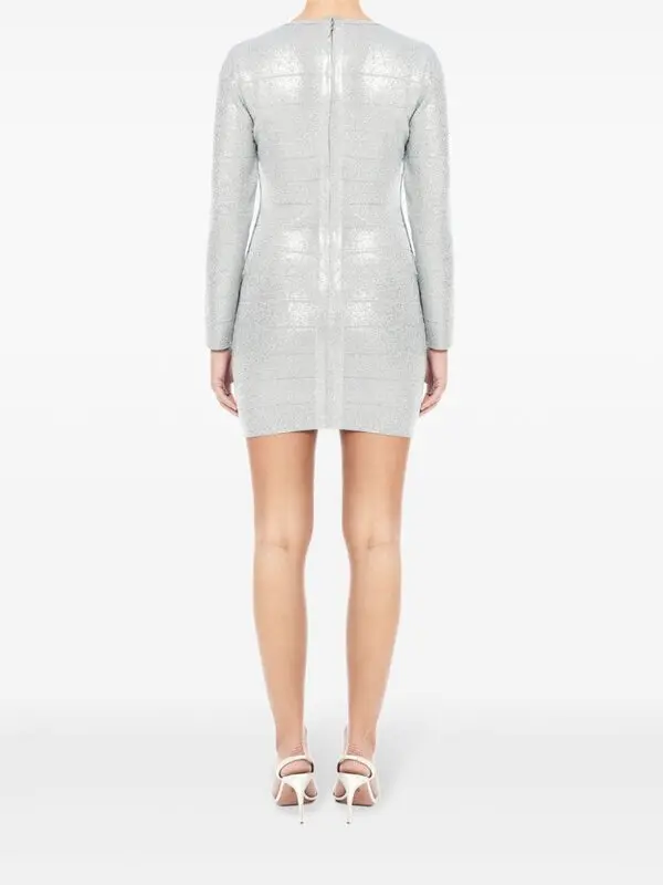 Herve Leger Metallic Long-sleeve Minidress