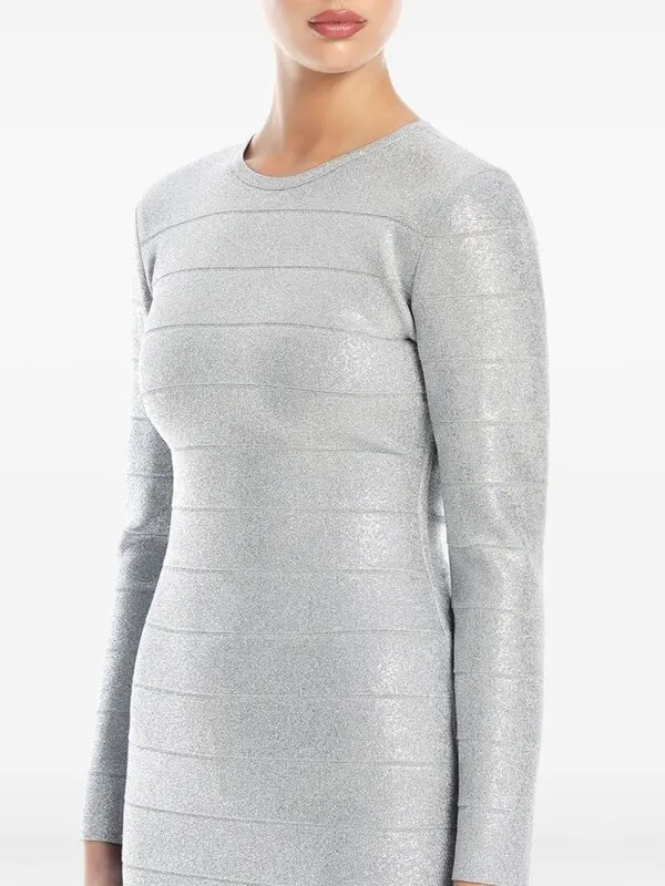 Herve Leger Metallic Long-sleeve Minidress