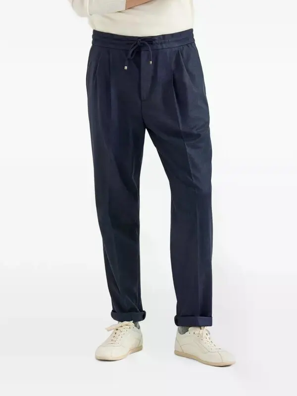 Brunello Cucinelli Wool Tapered Trousers - Blue