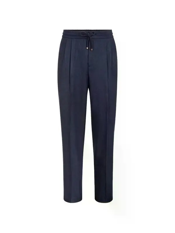 Brunello Cucinelli Wool Tapered Trousers - Blue