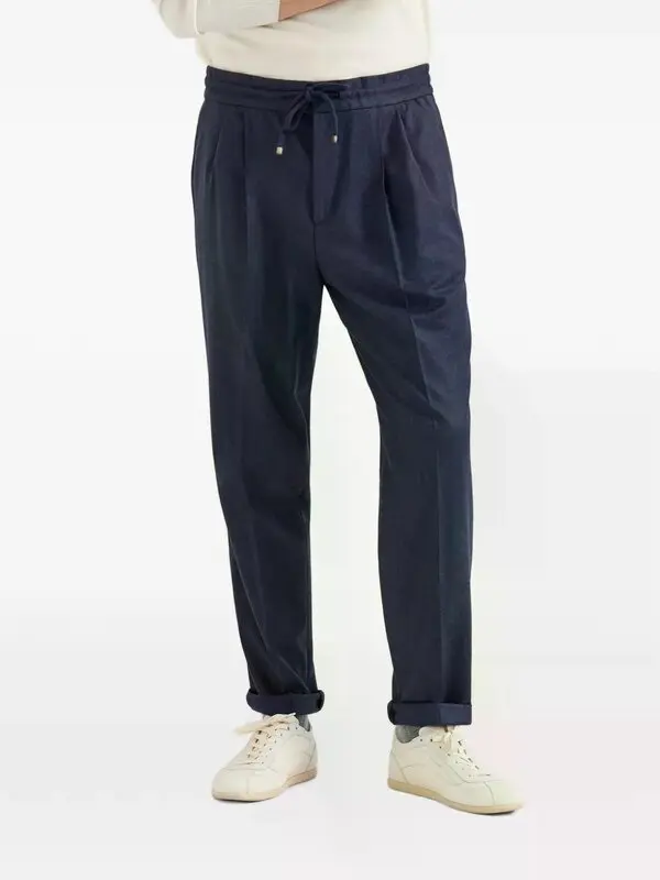 Brunello Cucinelli Wool Tapered Trousers - Blue