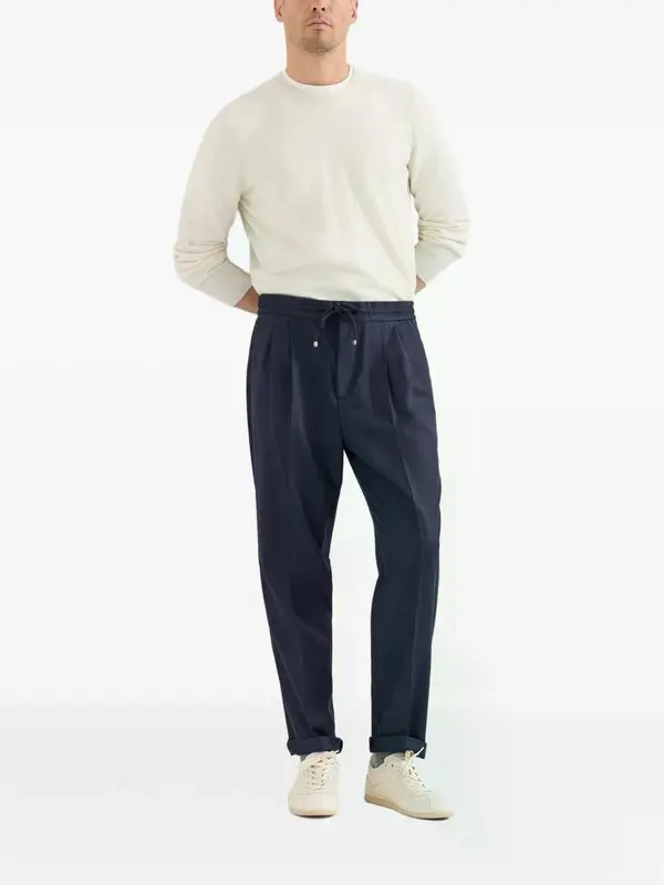Brunello Cucinelli Wool Tapered Trousers - Blue