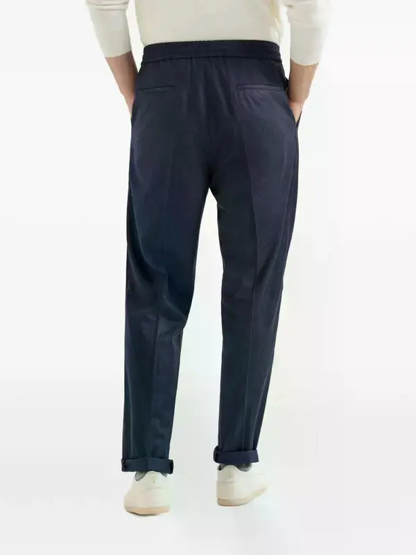 Brunello Cucinelli Wool Tapered Trousers - Blue