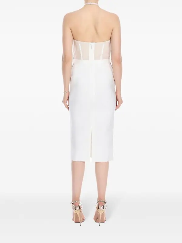 Herve Leger Halterneck Fringe Midi Dress