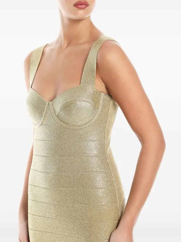 Herve Leger Metallic Bandage Mini Dress - Gold | Editorialist