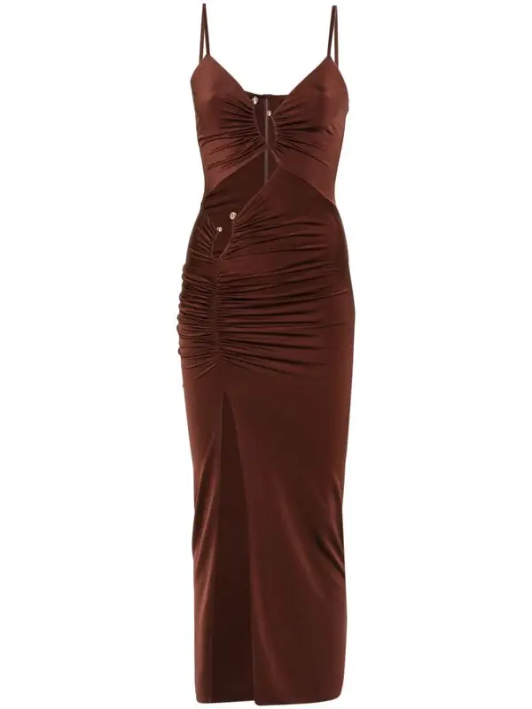 NISSA Cut-out Midi Dress - Brown