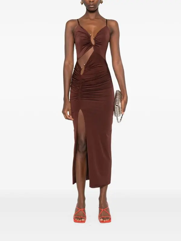 NISSA Cut-out Midi Dress - Brown