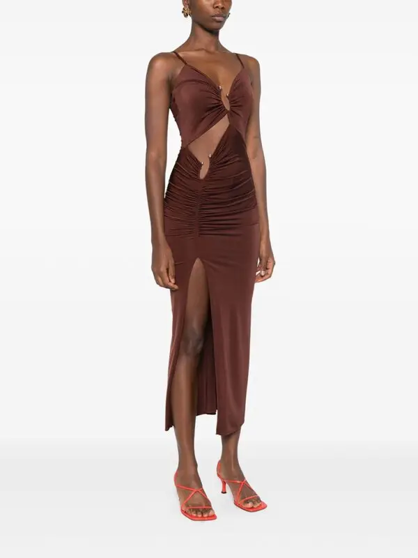 NISSA Cut-out Midi Dress - Brown