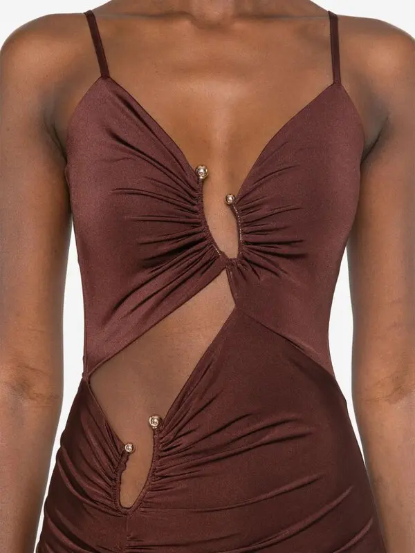 NISSA Cut-out Midi Dress - Brown