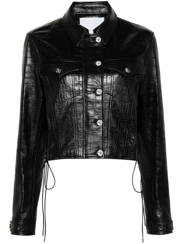 Rabanne Crocodile-embossed Leather Jacket