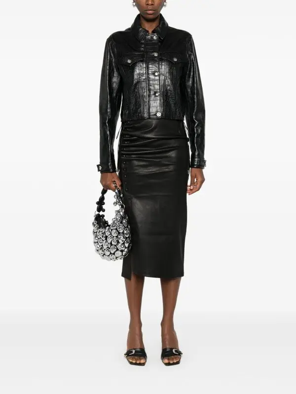 Rabanne Crocodile-embossed Leather Jacket