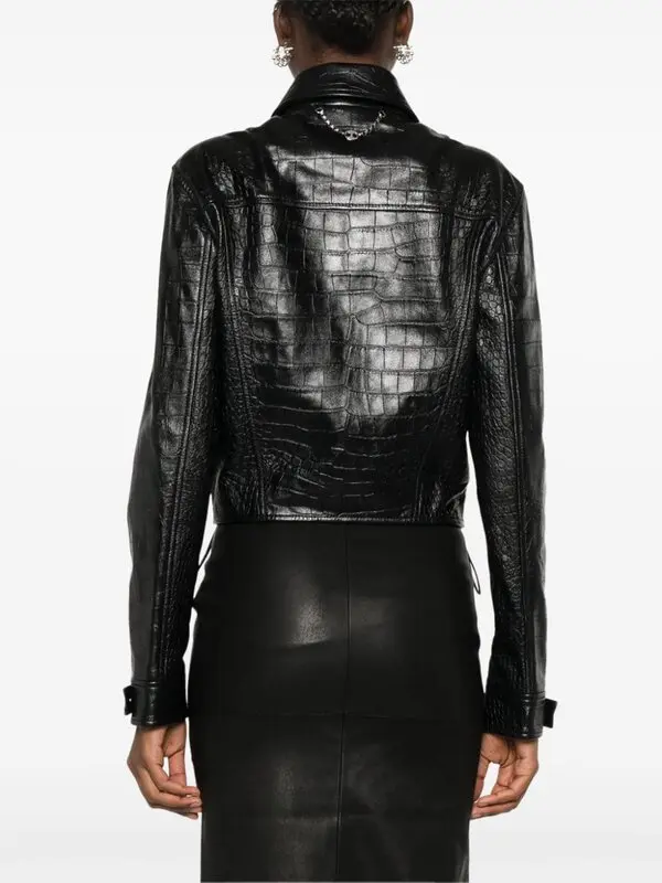 Rabanne Crocodile-embossed Leather Jacket