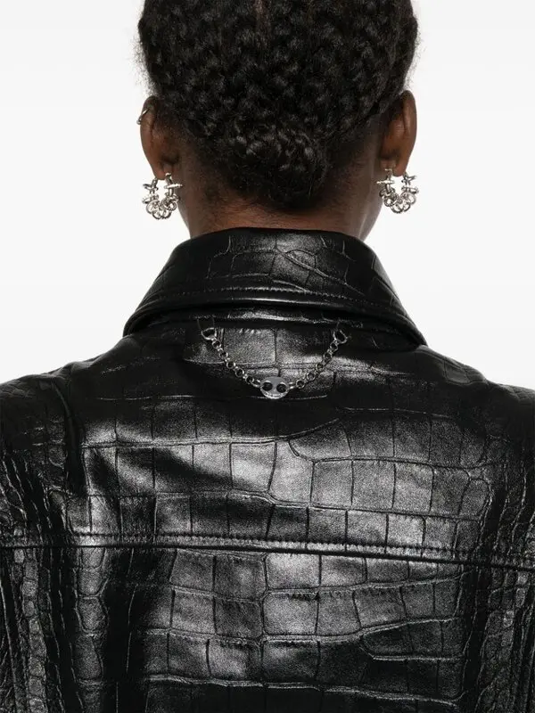 Rabanne Crocodile-embossed Leather Jacket