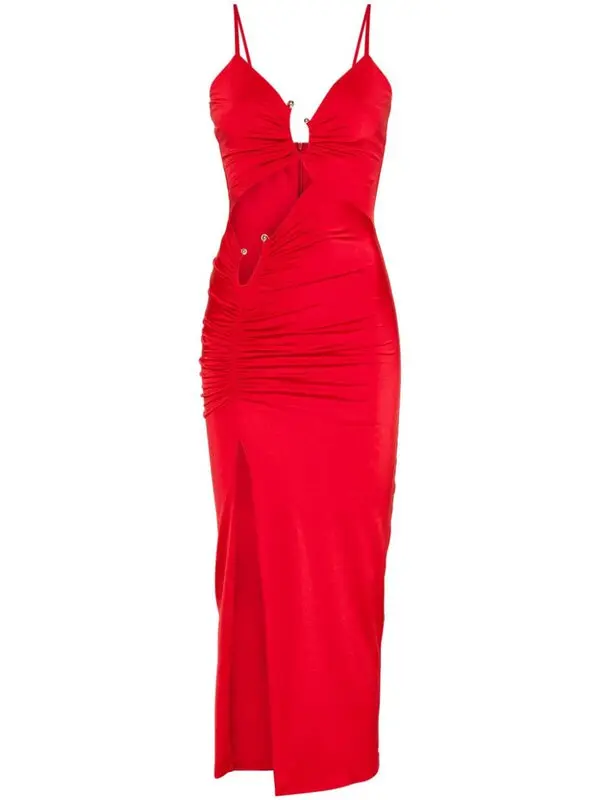 NISSA Cut-out Midi Dress - Red