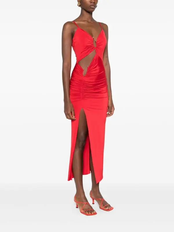 NISSA Cut-out Midi Dress - Red