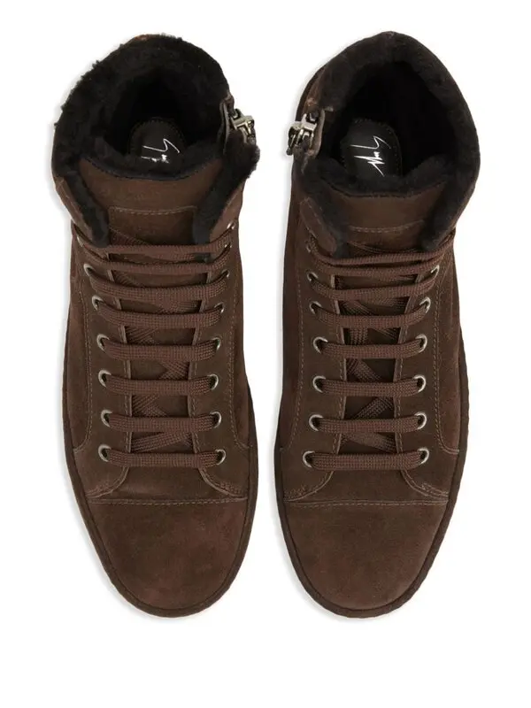 GIUSEPPE ZANOTTI City Suede High-top Sneakers - Brown