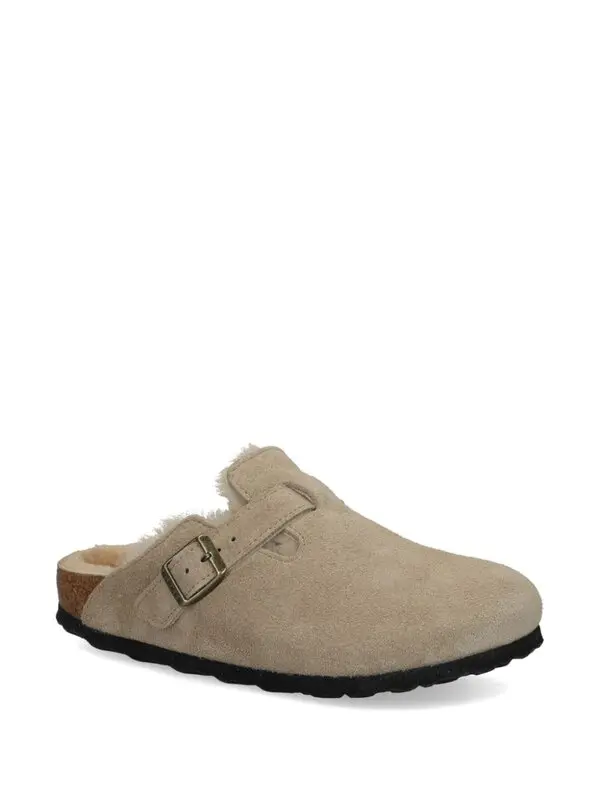 BIRKENSTOCK Boston Shearling Suede Clogs - Neutrals