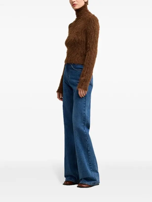 Ami Brushed-effect Roll-neck Jumper - Brown